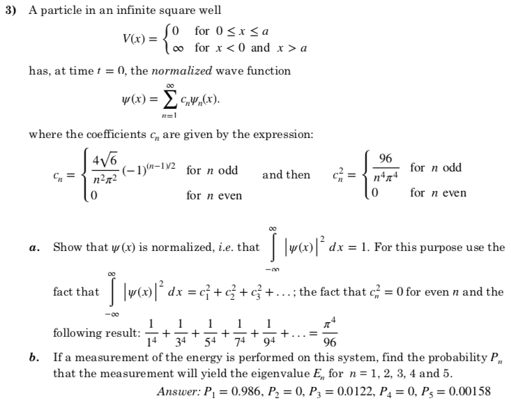 Solved 3) A particle in an infinite square well 0 for 0K
