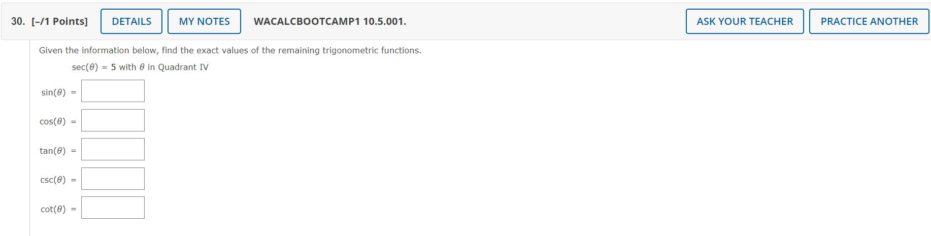Solved Given the information below, find the exact values of | Chegg.com