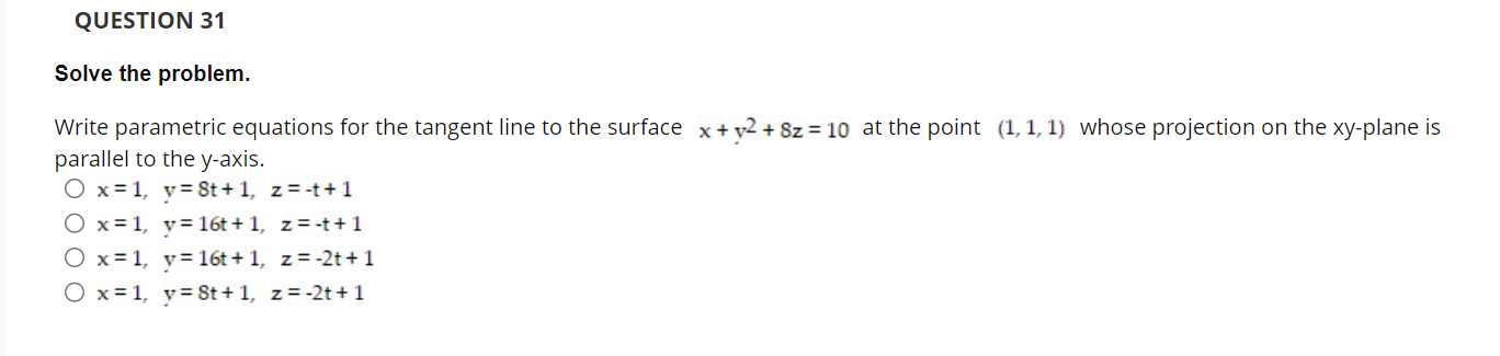 Solved Write parametric equations for the tangent line to | Chegg.com