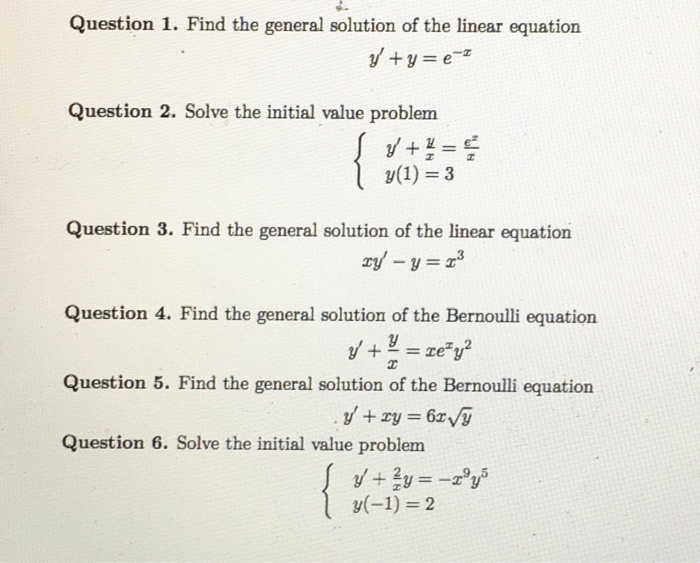 Solved Question 1. Find the general solution of the linear | Chegg.com