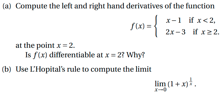 Solved (a) Compute the left and right hand derivatives of | Chegg.com