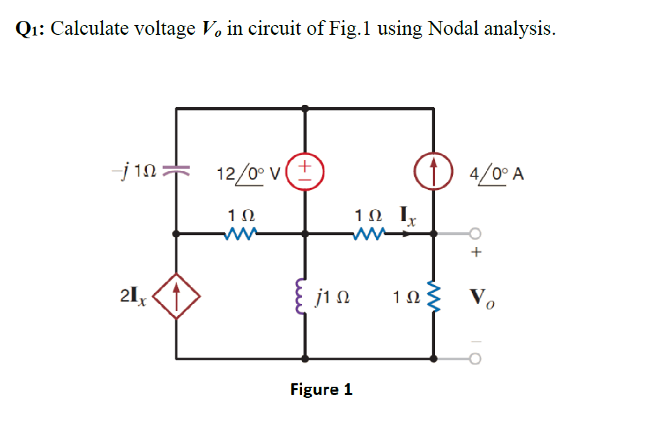 Solved Q1: Calculate voltage V, in circuit of Fig.1 using | Chegg.com