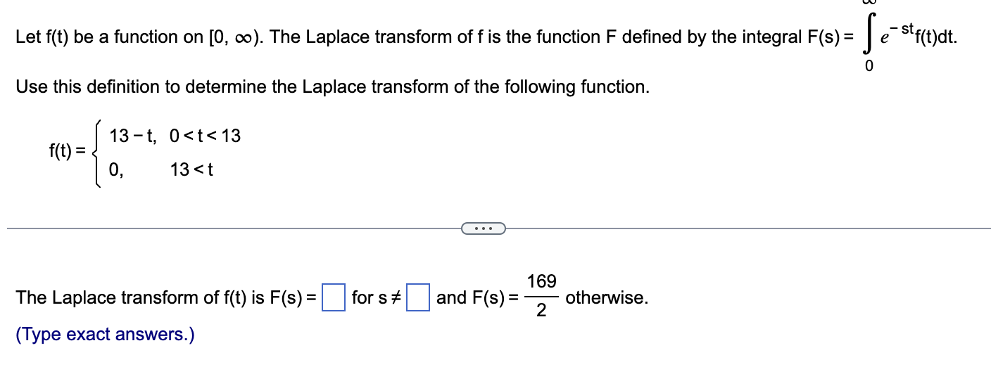 Solved Let f(t) ﻿be a function on [0,∞). ﻿The Laplace | Chegg.com