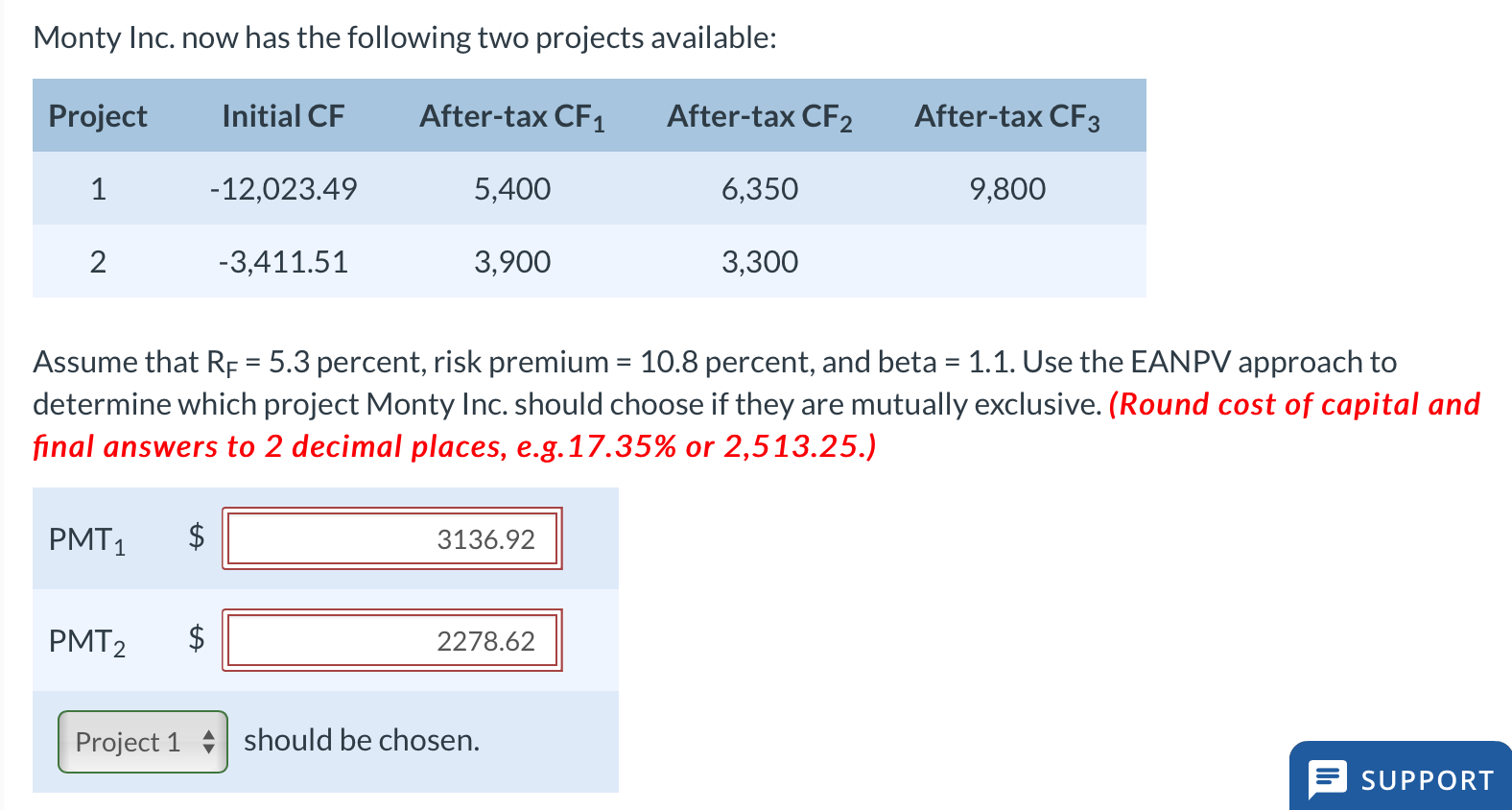 Solved Monty Inc. now has the following two projects | Chegg.com