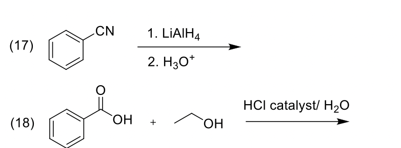 7) 2. H3O+ 1. LiAlH4 8) HCl catalyst/ H2O | Chegg.com