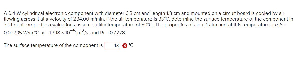 Solved A 0.4-W cylindrical electronic component with | Chegg.com