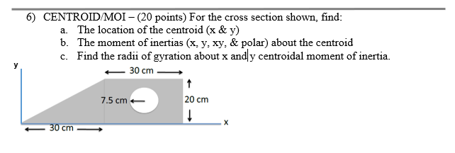 Solved 6) CENTROID/MOI – (20 points) For the cross section | Chegg.com