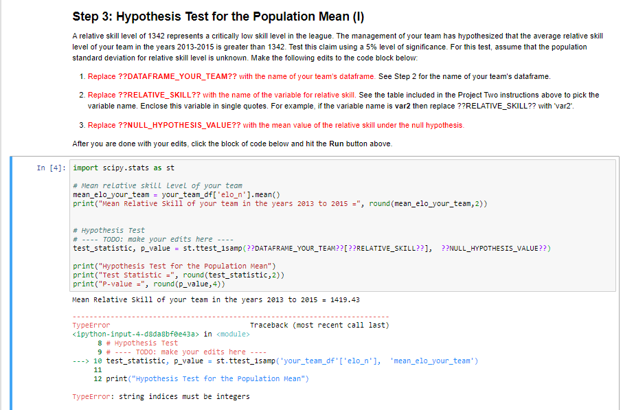 Solved Step 3 Hypothesis Test For The Population Mean 1 A 