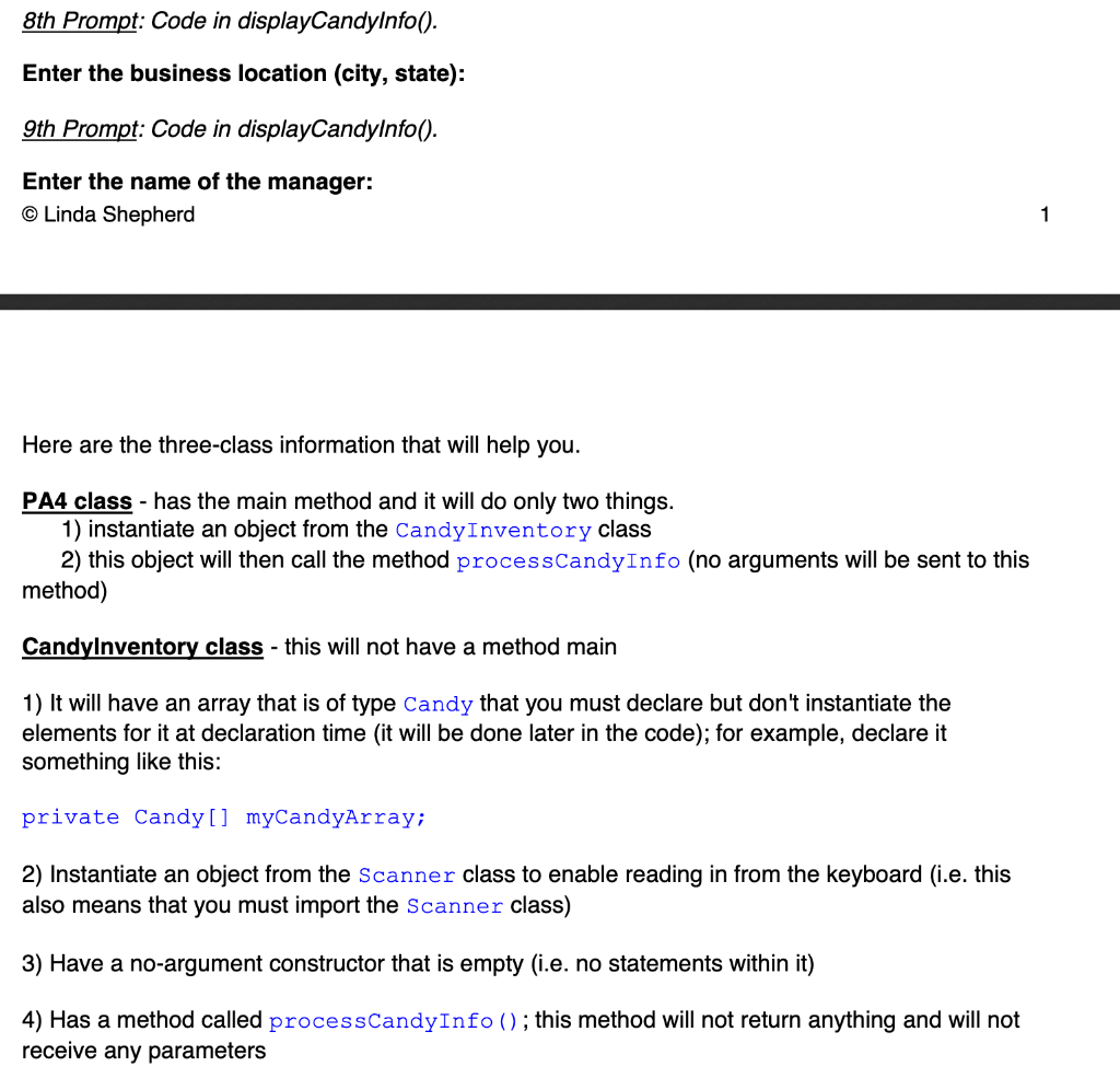 Solved Create 3 separate class files in a project folder; | Chegg.com