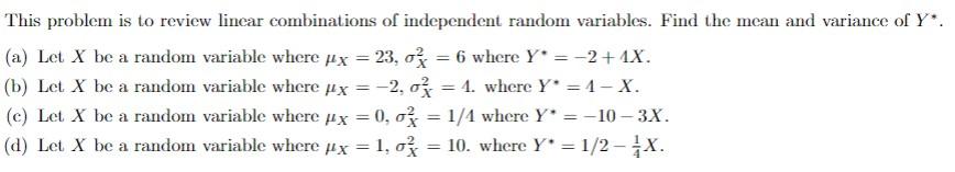 Solved This problem is to review linear combinations of | Chegg.com