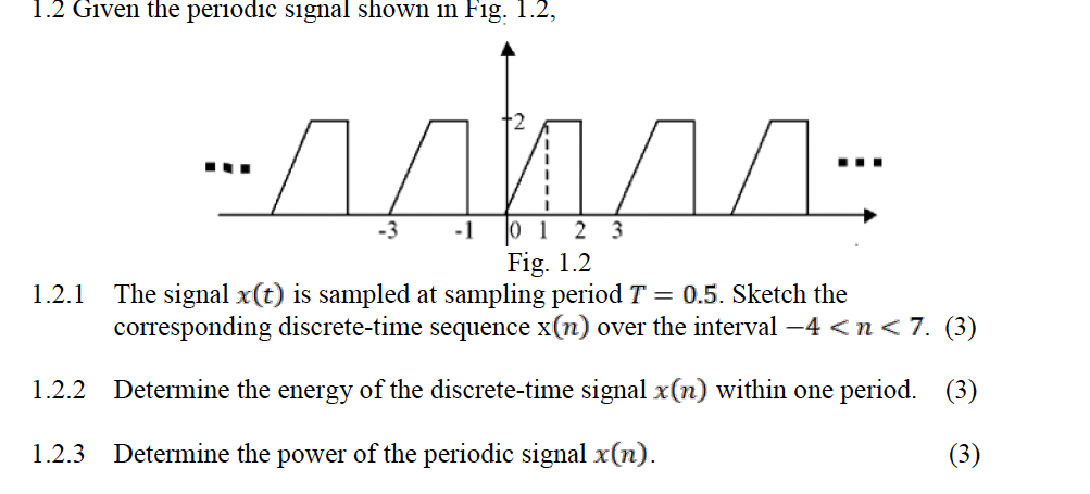 Solved 1.2 Given the periodic signal shown in Fig. 1.2, | Chegg.com