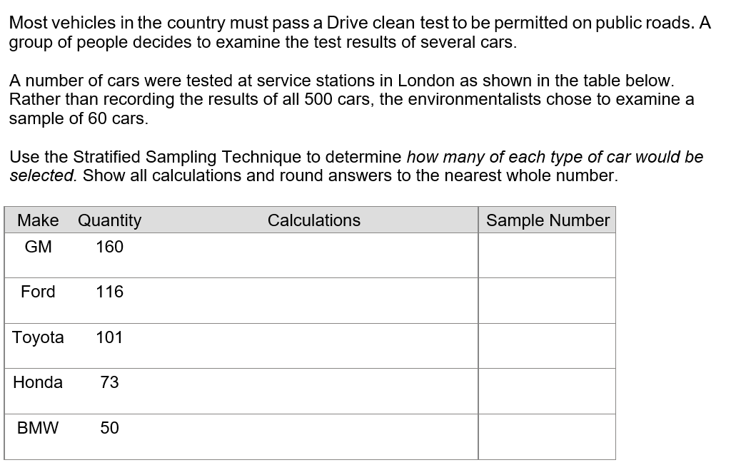 Solved Most vehicles in the country must pass a Drive clean | Chegg.com