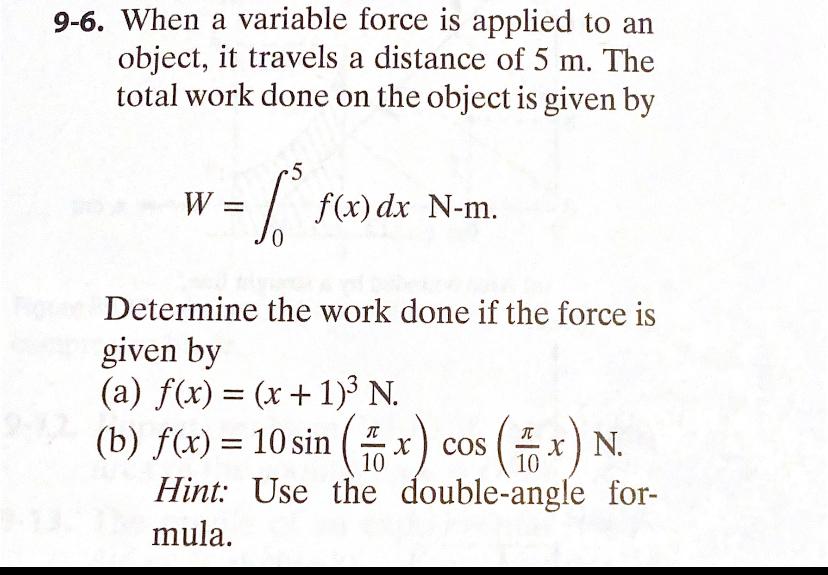 Solved 9-6. When a variable force is applied to an object, | Chegg.com