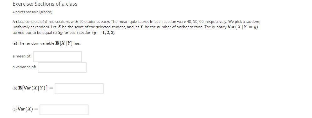 Solved Exercise: Sections of a class 4 points possible | Chegg.com