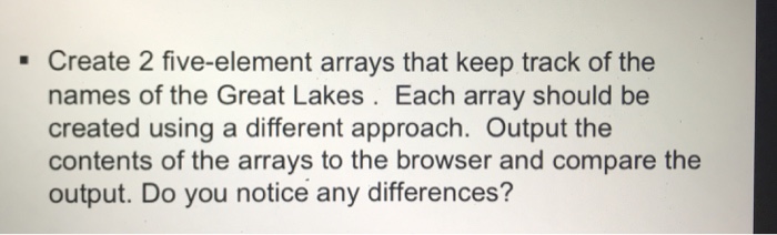 Solved Create 2 five-element arrays that keep track of the | Chegg.com