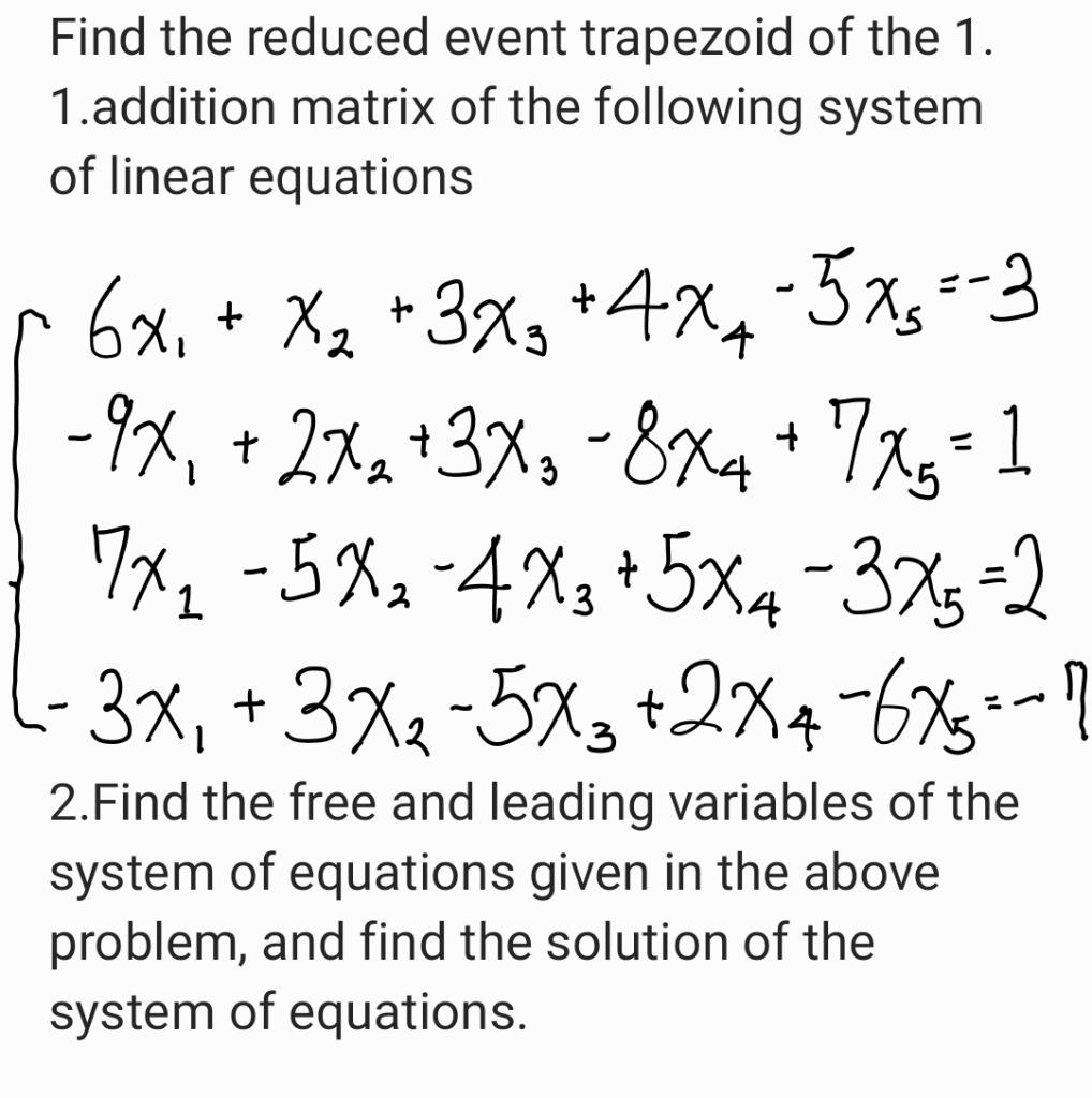 Solved Find the reduced event trapezoid of the 1. 1.addition | Chegg.com