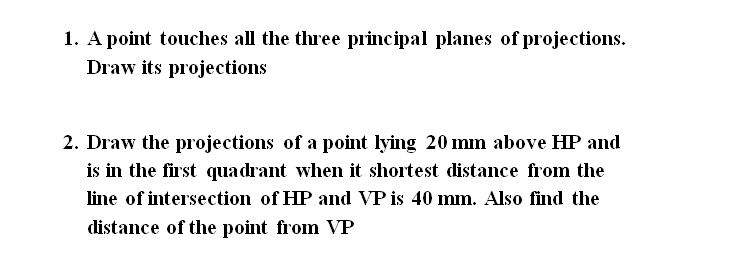 Solved 1. A point touches all the three principal planes of | Chegg.com