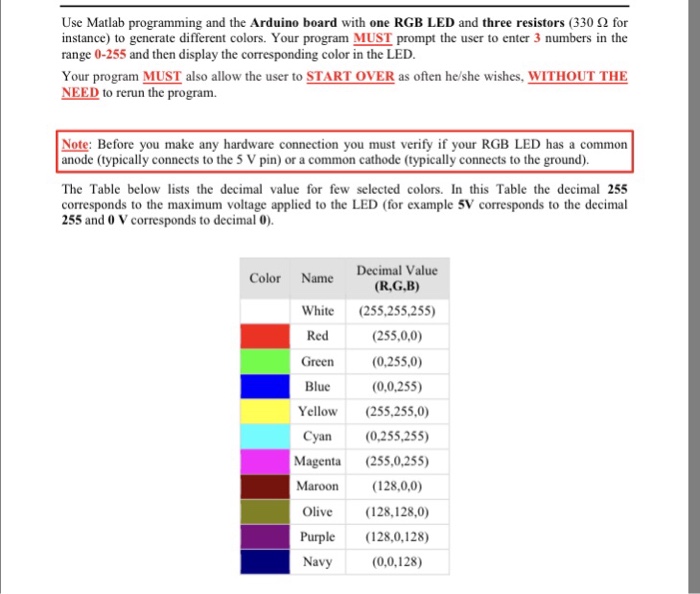Solved Use Matlab Programming And The Arduino Board With One 4461