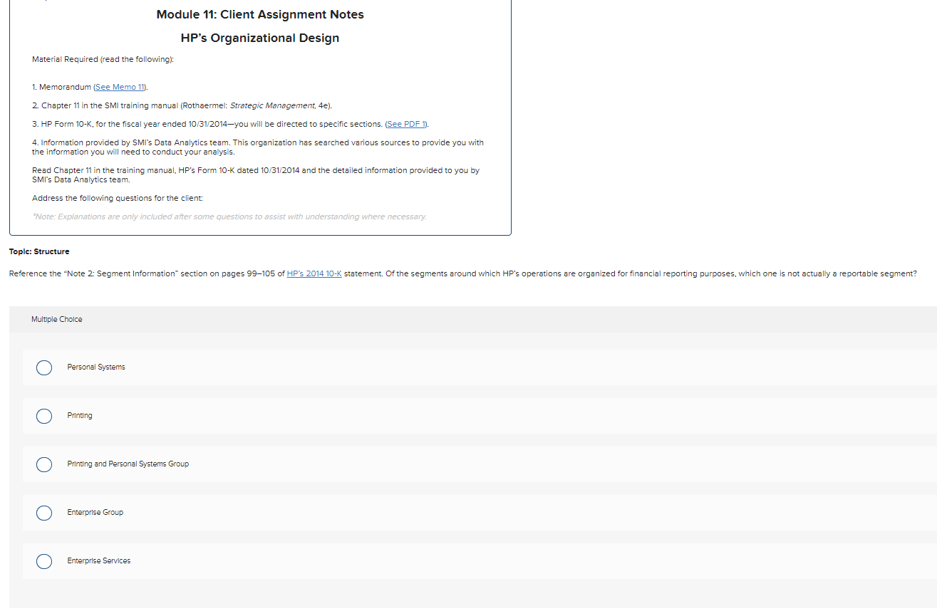 Solved Module 11: Client Assignment Notes HP's | Chegg.com