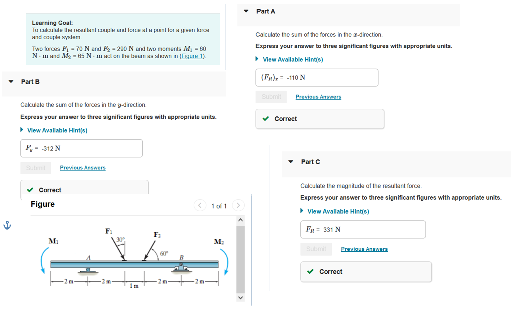 [Solved]: Learning Goal: To calculate the resultant couple
