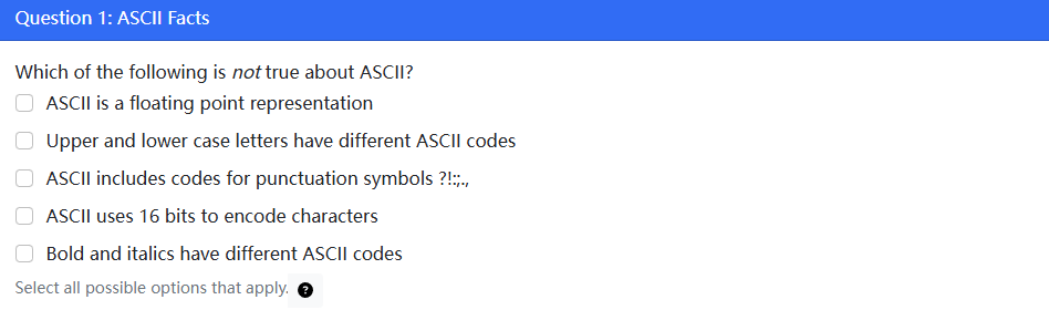 Solved Which of the following is not true about ASCII?ASCII | Chegg.com