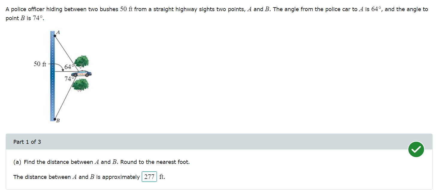 Solved A police officer hiding between two bushes 50ft from | Chegg.com