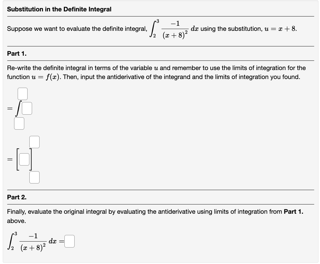 Solved Substitution in the Definite IntegralSuppose we want | Chegg.com