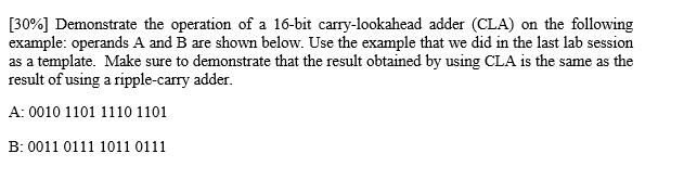 Solved [30%] Demonstrate the operation of a 16-bit | Chegg.com