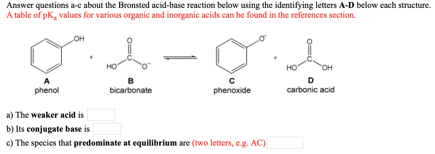 Solved Answer questions a-c about the Bronsted acid-base | Chegg.com