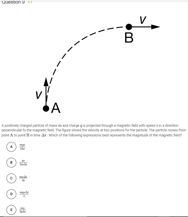 Solved Question yw V - B A A positively charged particle of | Chegg.com