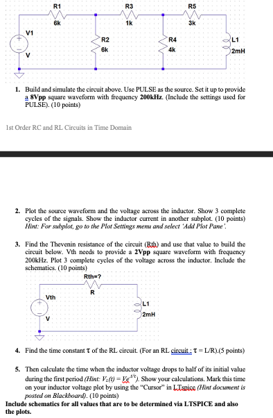 Solved R1 R3 R5 вK 1k 3k V1 M R2 6k R4 4k le L1 2mH V 1. | Chegg.com