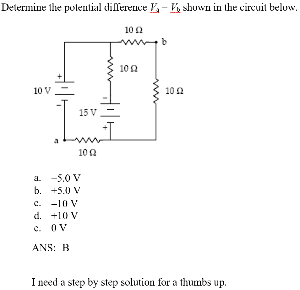 Solved Determine the potential difference Va - Vb shown in | Chegg.com