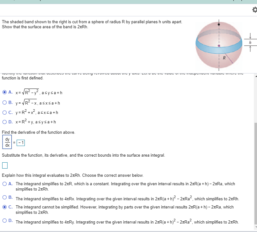 Solved The shaded band shown to the right is cut from a | Chegg.com
