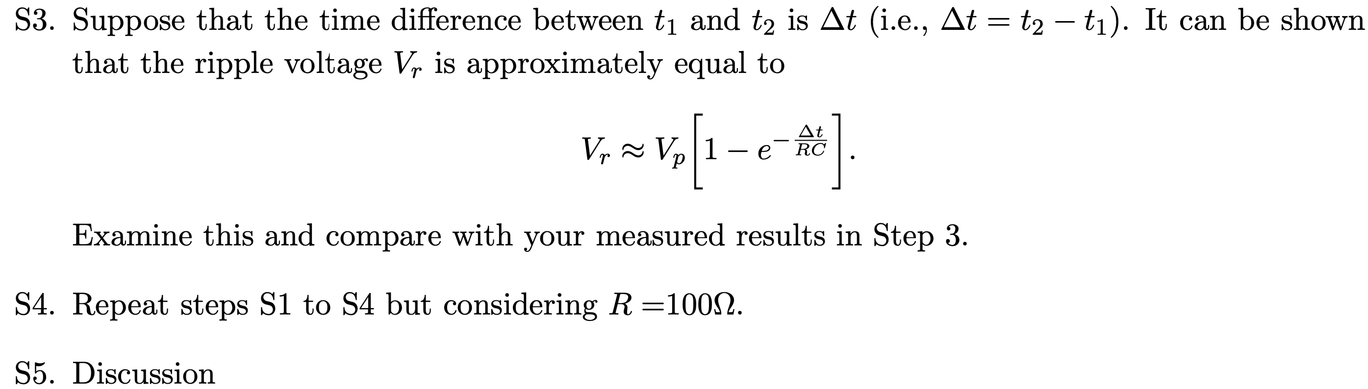 Solved 6 Experiment 3: Peak Rectifier S1. Consider the peak | Chegg.com