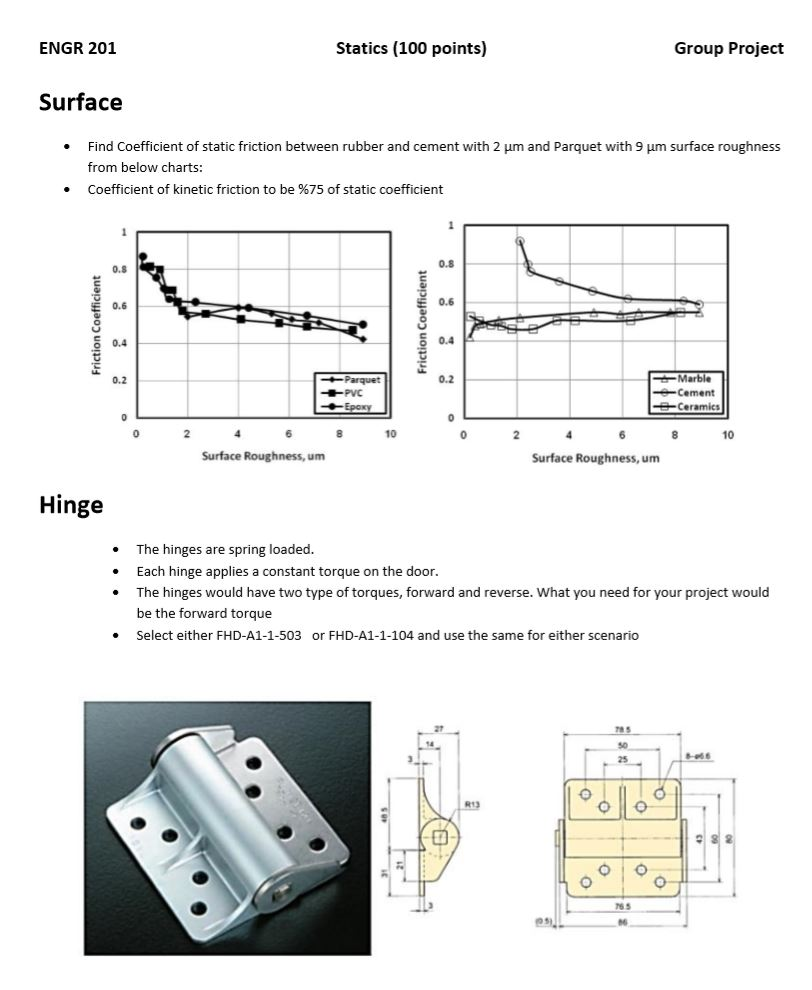Statics (100 points) ENGR 201 Group Project | Chegg.com