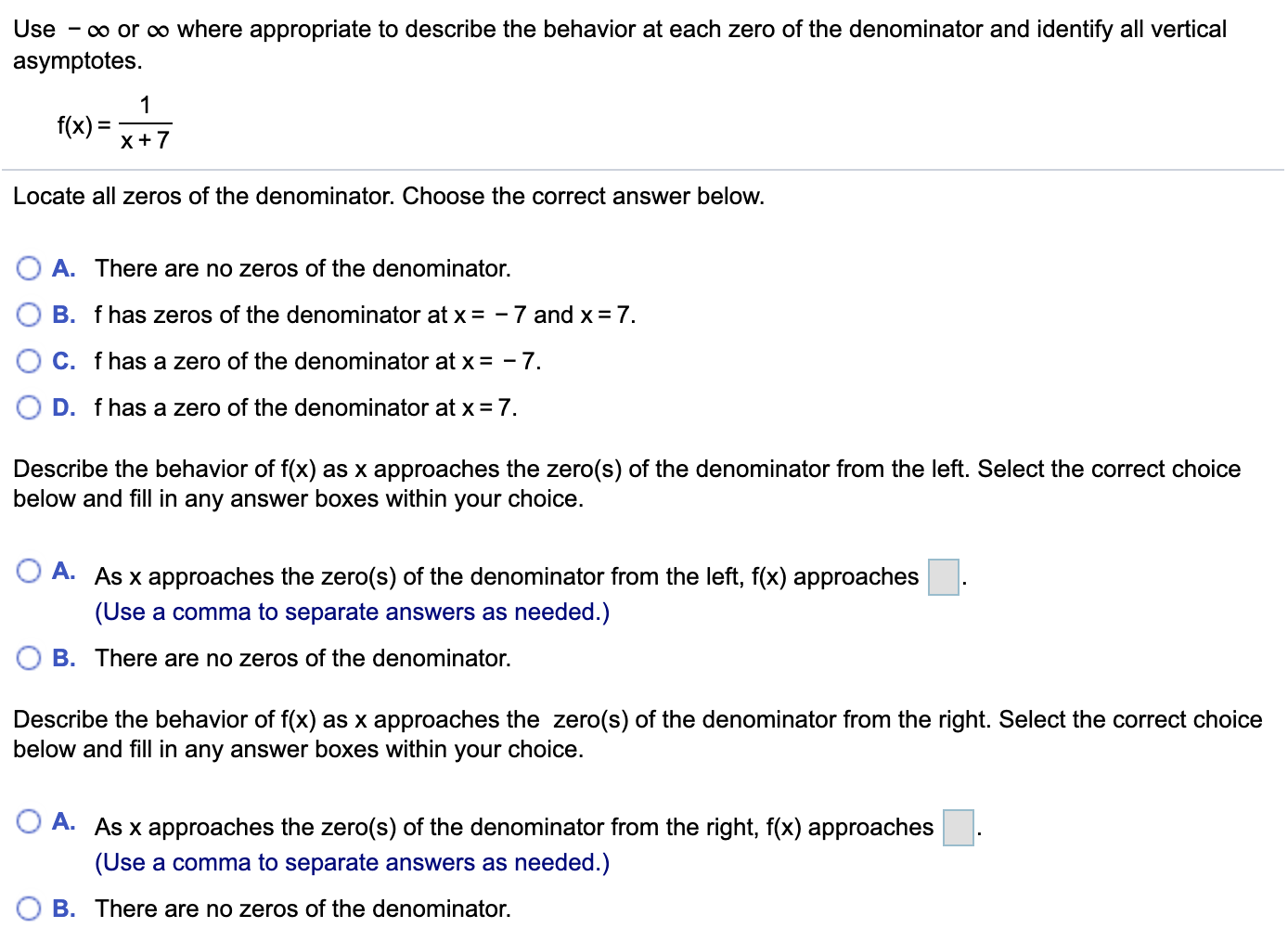 Solved Use - oo or o where appropriate to describe the | Chegg.com