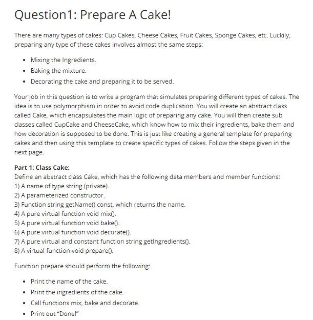 Solved Question 1: Prepare A Cake! There are many types of | Chegg.com