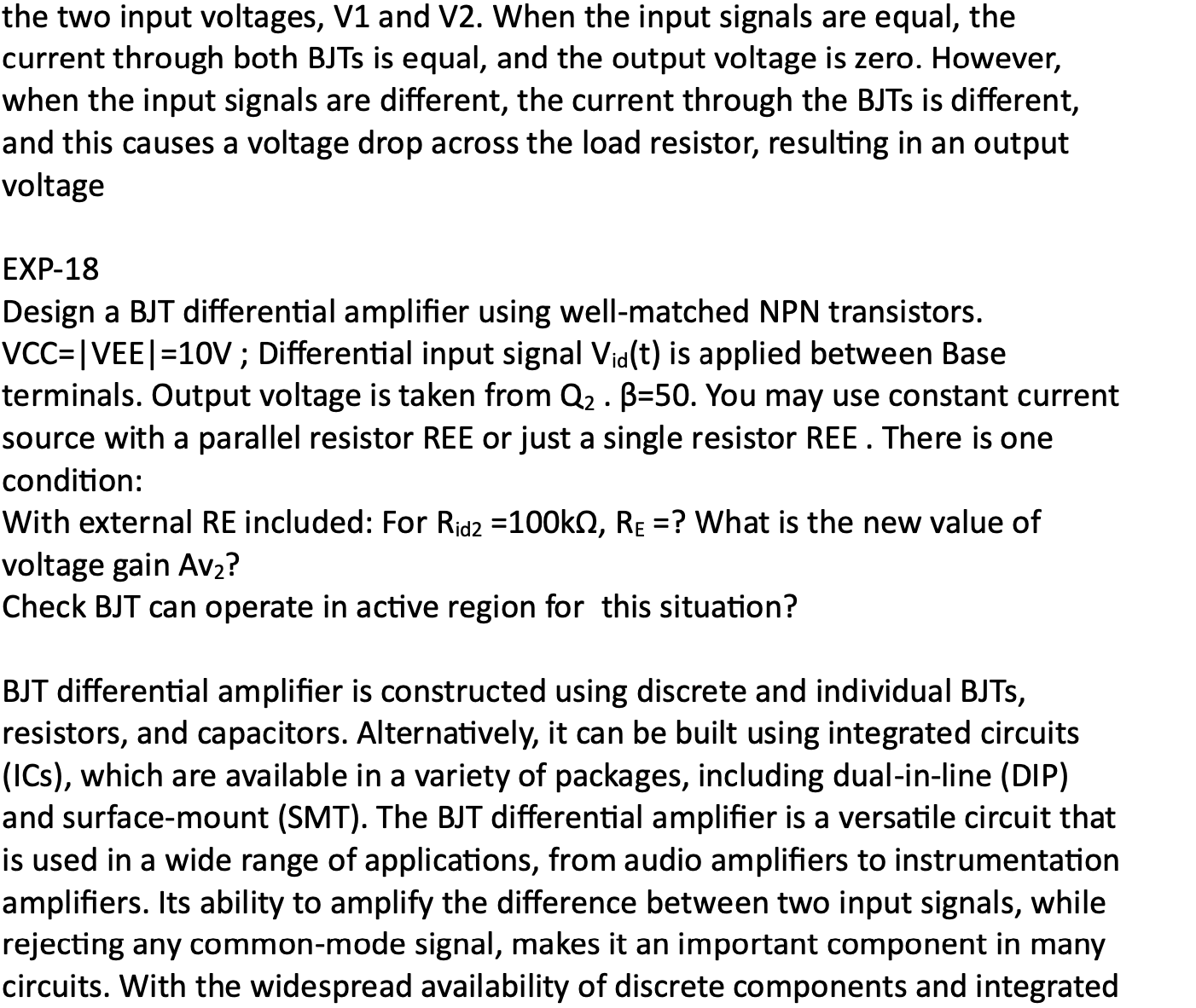 Solved the two input voltages, V1 and V2. When the input | Chegg.com