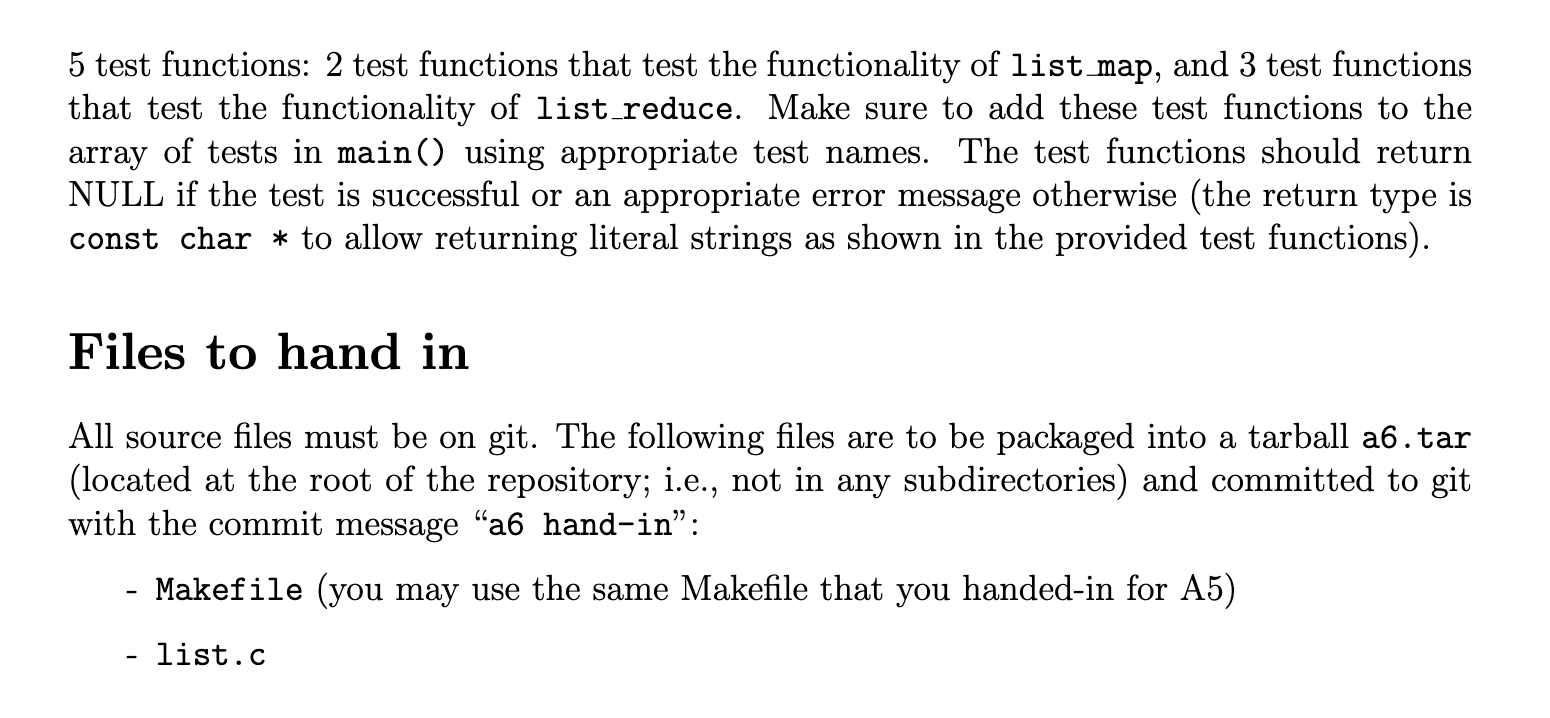 Solved 5 test functions: 2 test functions that test the | Chegg.com