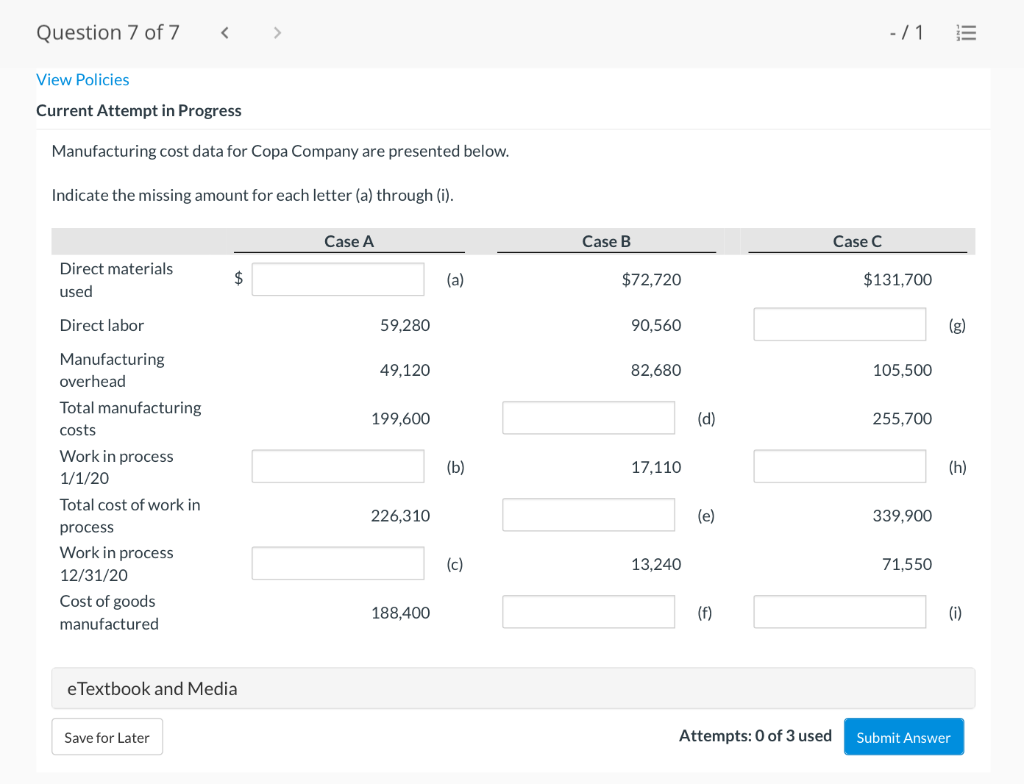 Solved Question 7 of 7 - 71 View Policies Current | Chegg.com