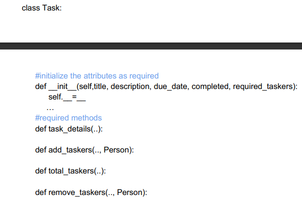Solved Task class details ttask_details() Returns a string | Chegg.com