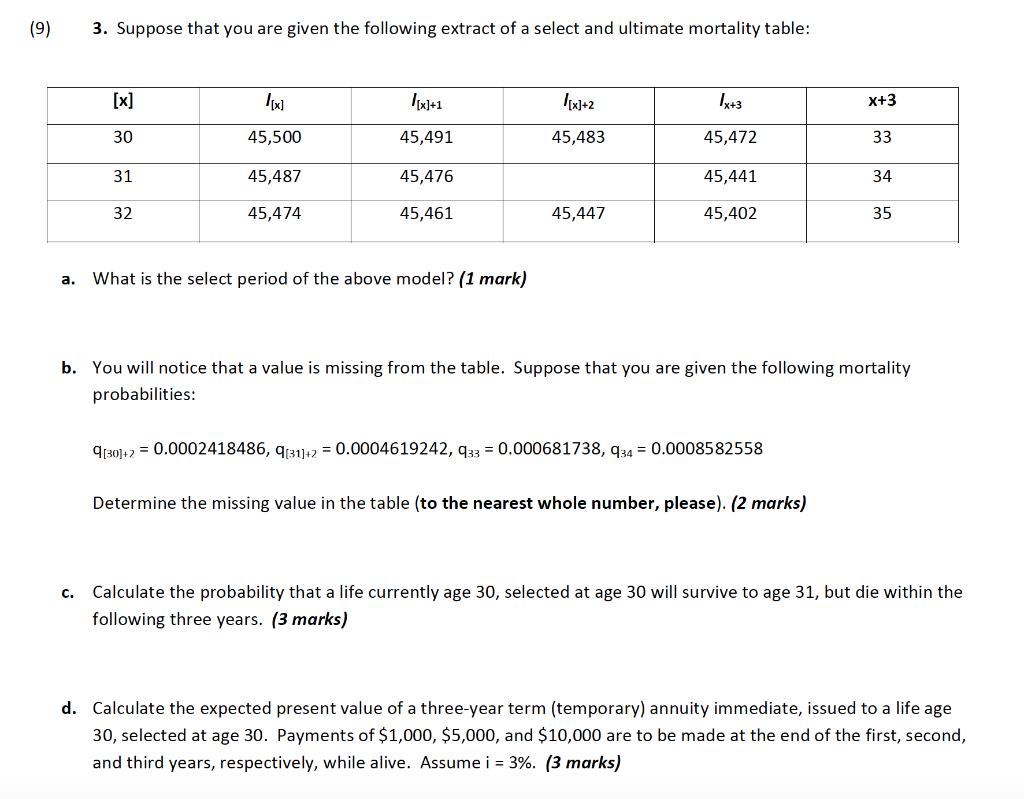 (9) 3. Suppose that you are given the following | Chegg.com