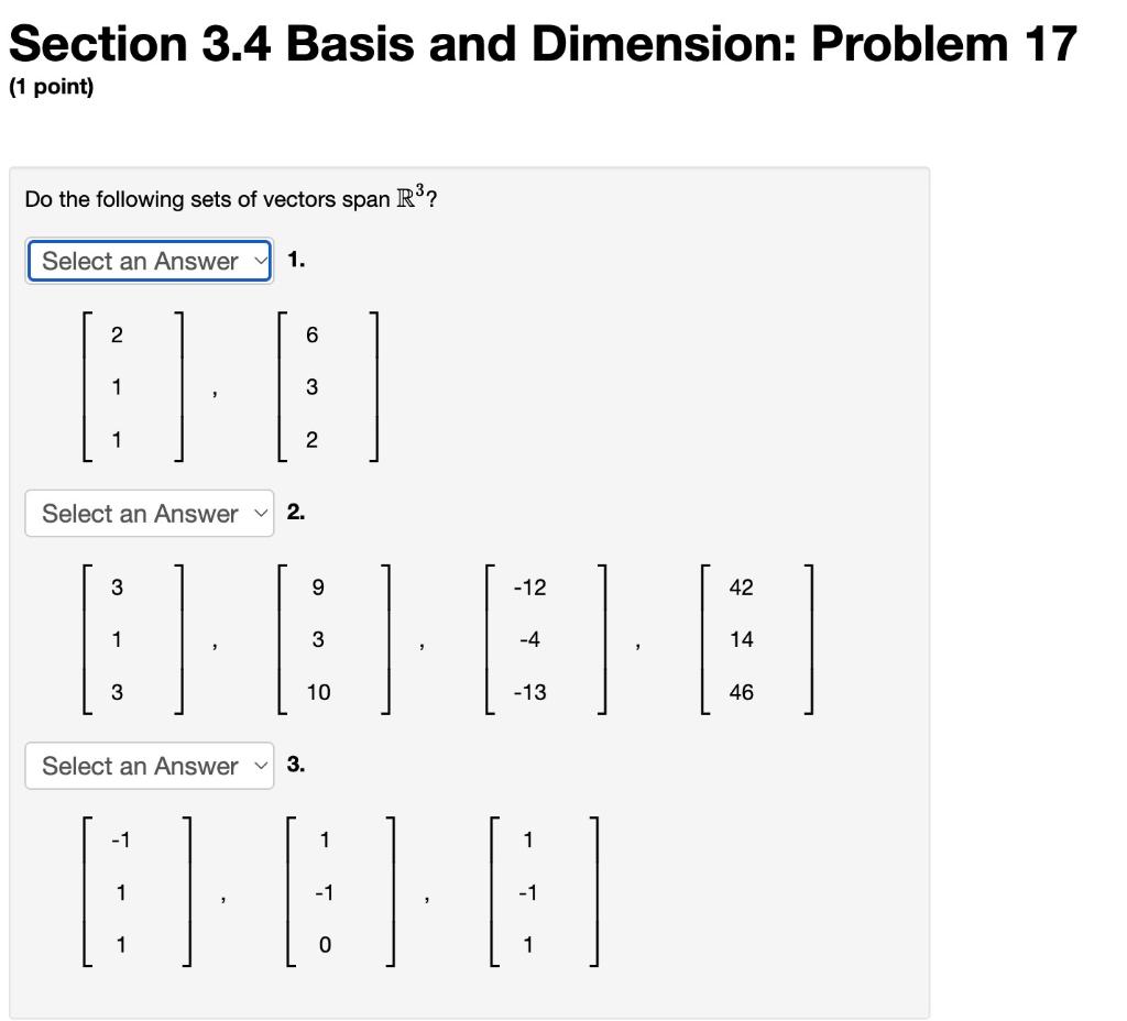 Solved Select an Answer Yes NoSection 3.4 Basis and | Chegg.com