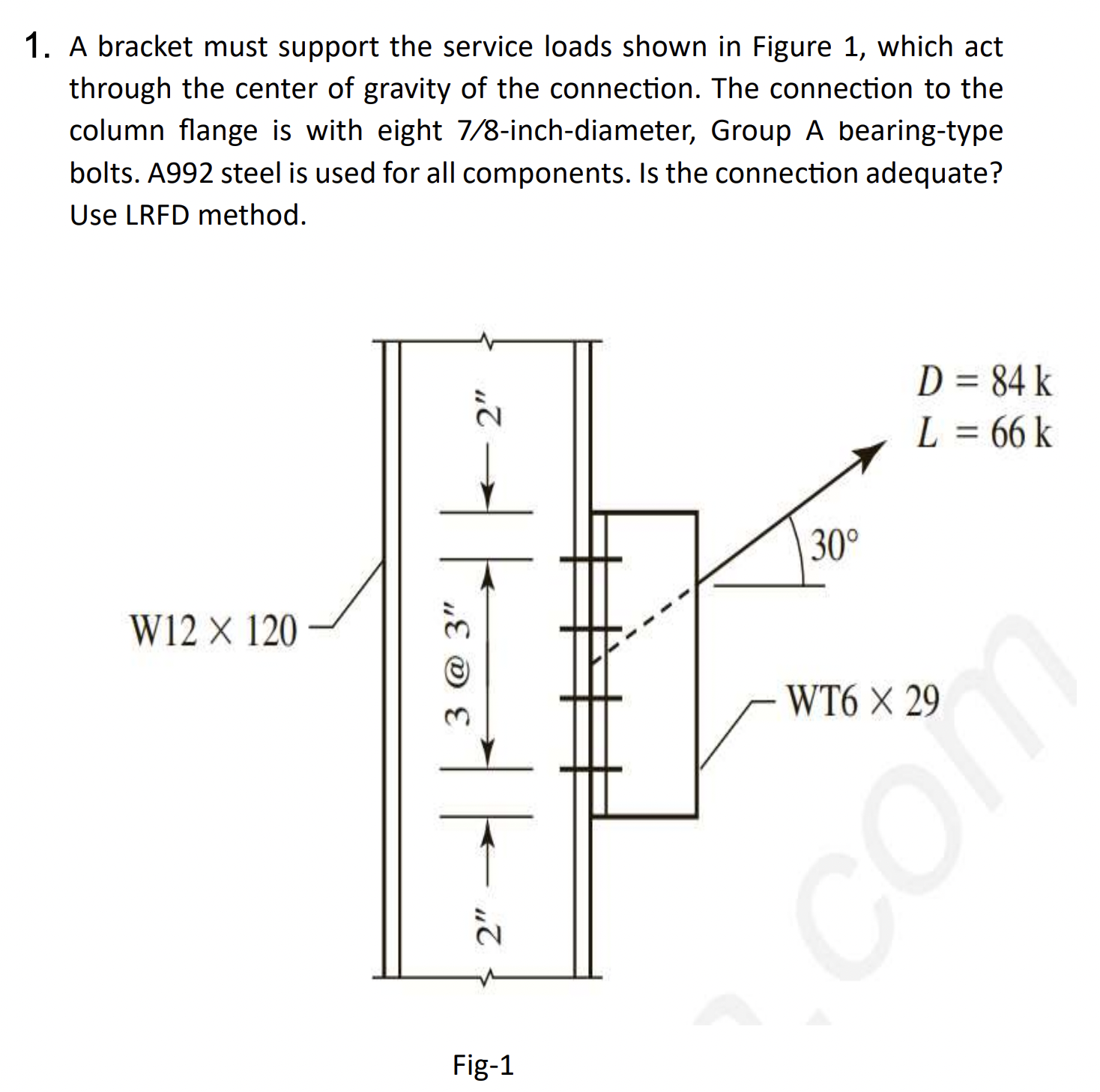 Solved A bracket must support the service loads shown in | Chegg.com