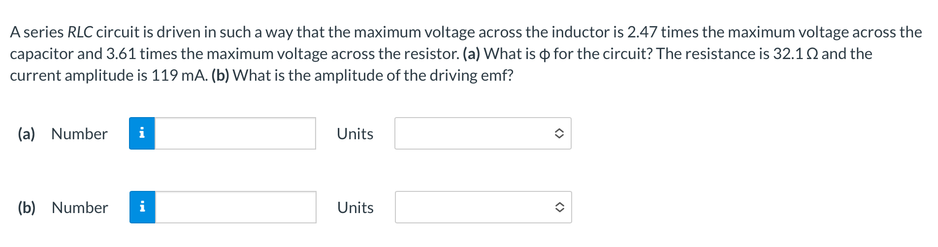 Solved A series RLC circuit is driven in such a way that the | Chegg.com