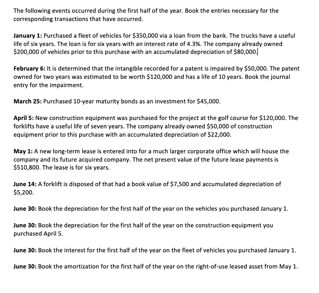Solved The following events occurred during the first half | Chegg.com