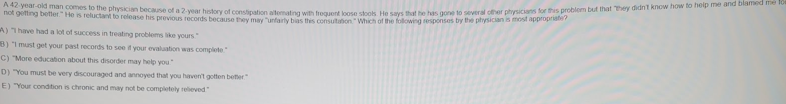 Solved not getting better." He is reluctant to release his | Chegg.com