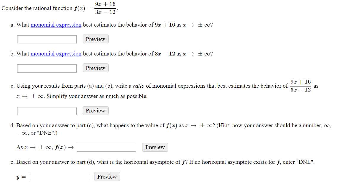 Solved Consider the rational function f(x) = 9x + 16 3x – 12 | Chegg.com