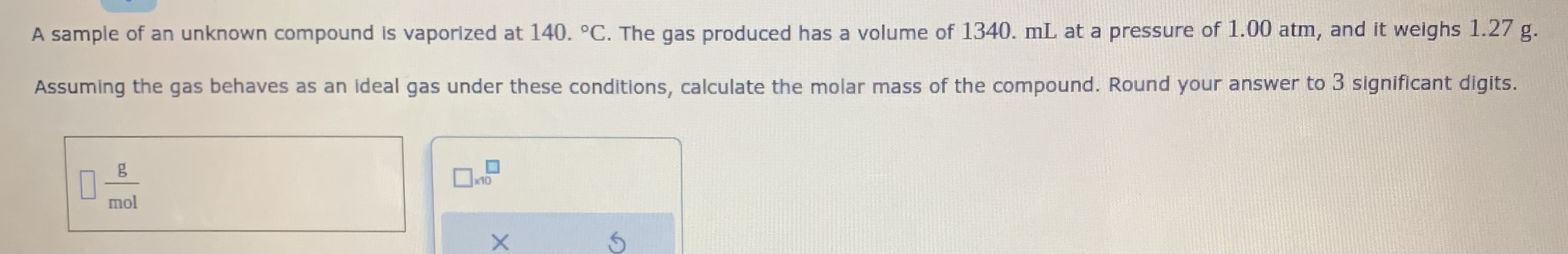 Solved A sample of an unknown compound is vaporized at | Chegg.com