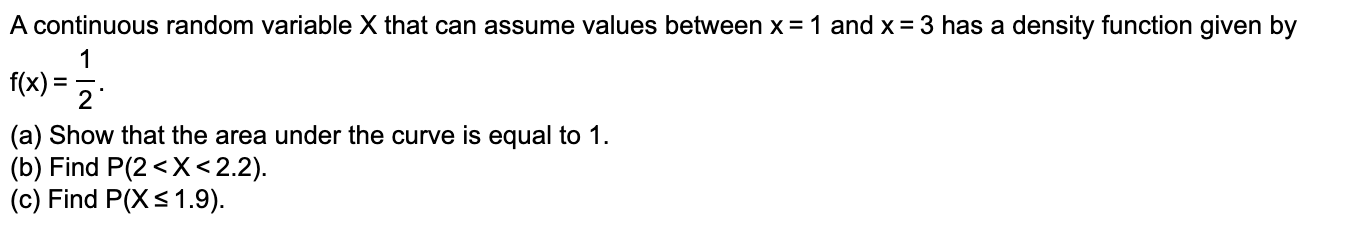 Solved A continuous random variable X that can assume values | Chegg.com